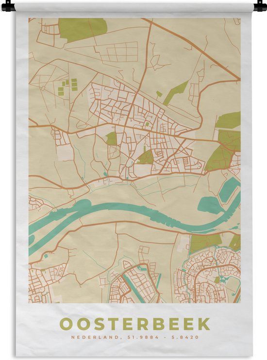 Wandkleed - Wanddoek - Kaart - Stadskaart - Oosterbeek - Plattegrond ...