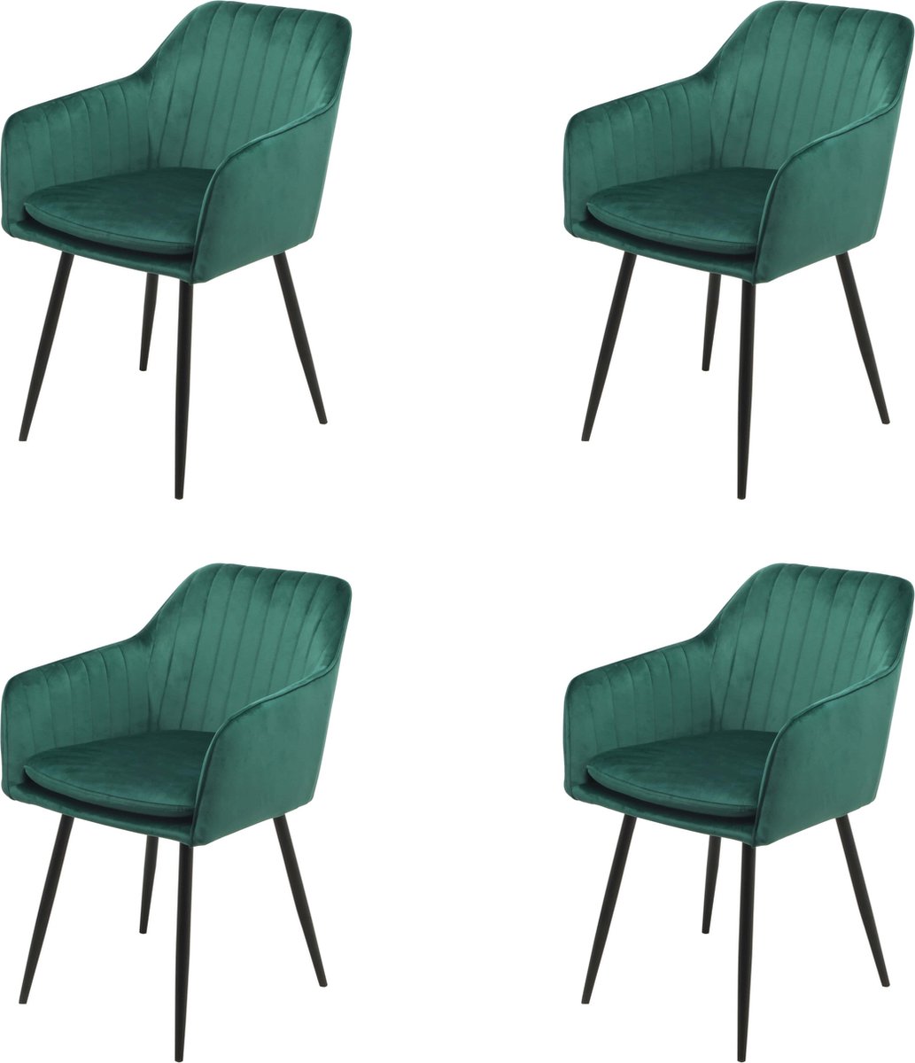 Eetkamerstoelen set van 4 "Barcelona" (groen) - velvet eetkamerstoel ...