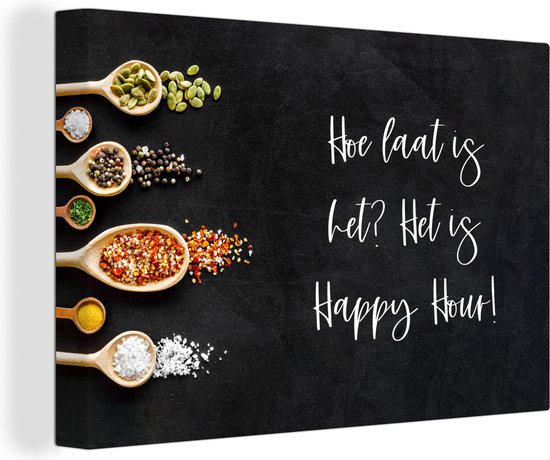 Canvas Schilderij Hoe laat is het? Het is Happy Hour! - Keuken ...
