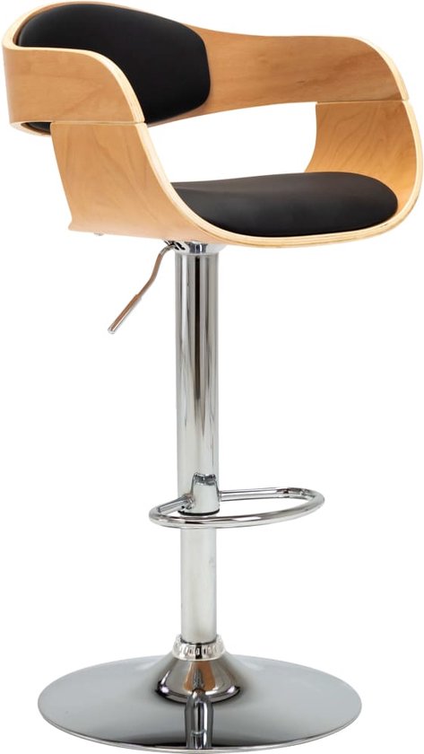 Decoways - Barkruk gebogen hout en kunstleer zwart | bol.com