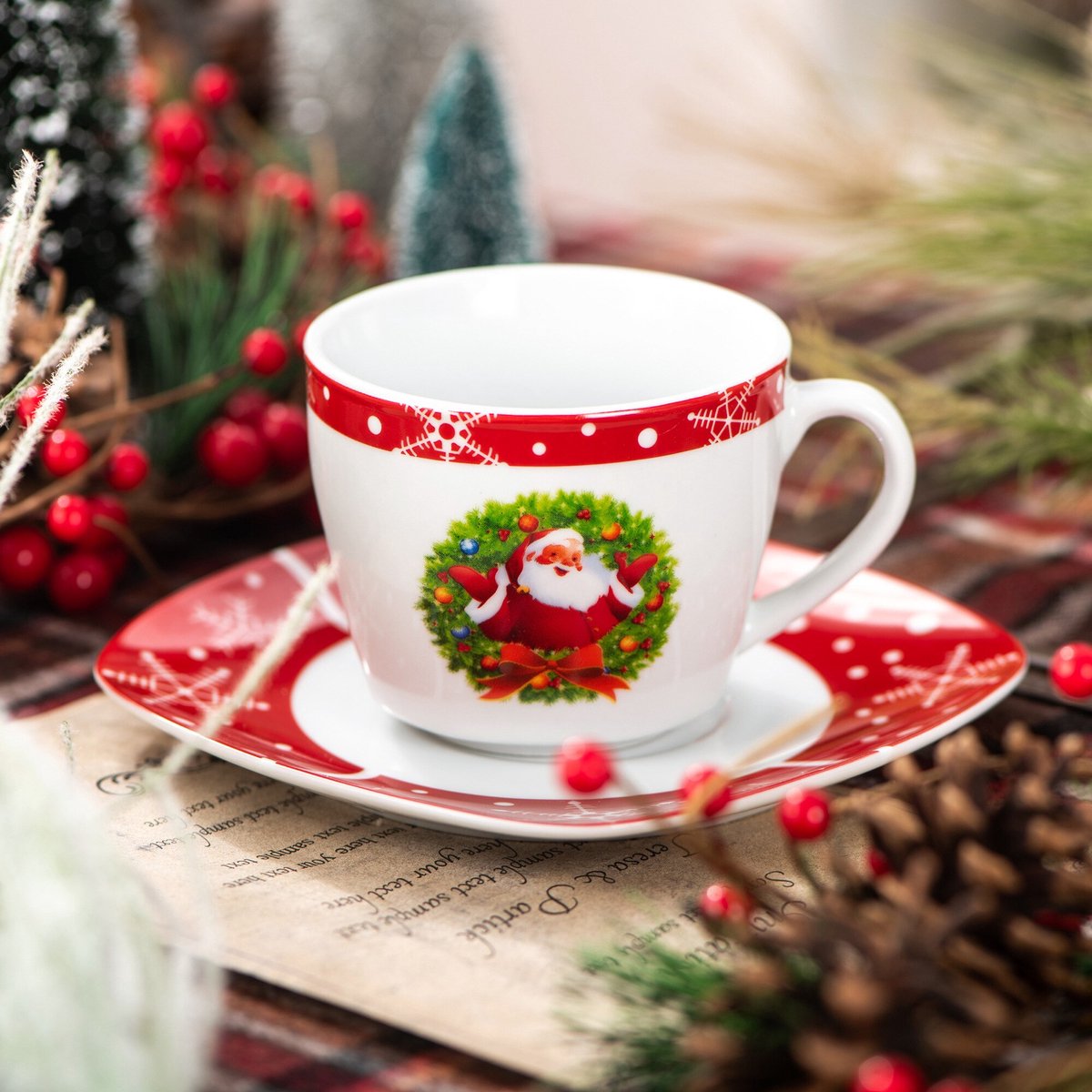 Ensemble de tasses - 12 pièces - pour 6 personnes - Père Noël ...