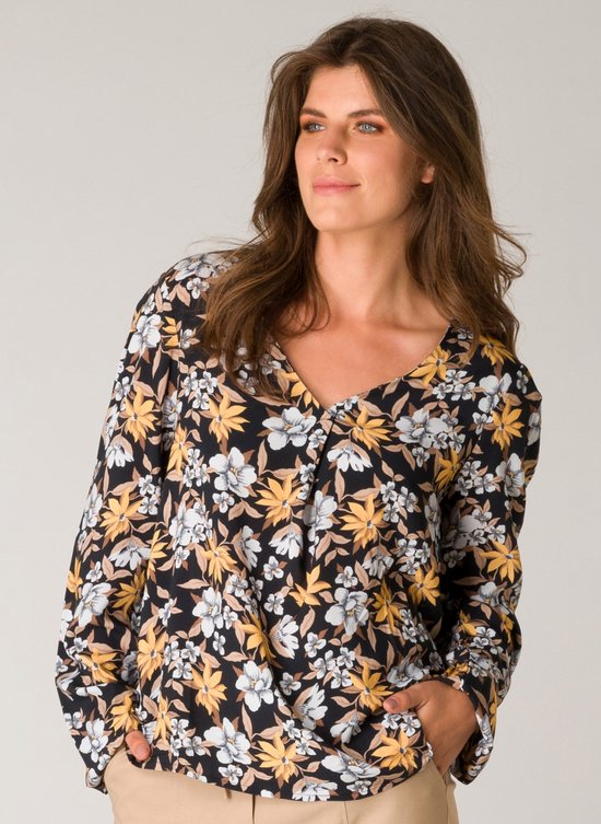 IVY BEAU Pascal Blouse - Dark Blue Multi-col - maat 36 | bol.com