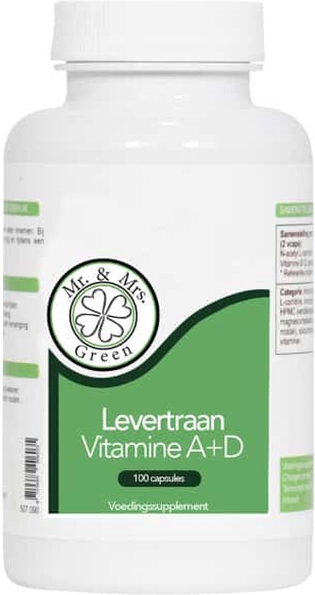Levertraan - Vitamine A+D - Visolie - 100 Capsules | bol