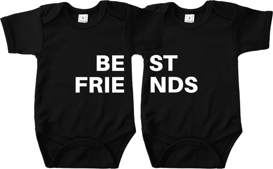 Tweeling - Best Friends - Romper Zwart - Maat 56 - Tweeling Cadeau ...