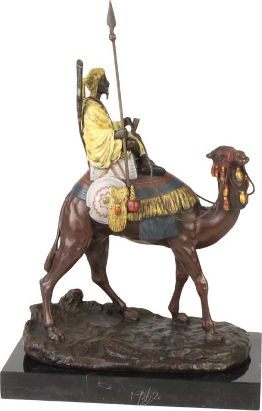 Bronzen beeld - Dromedaris en ruiter - sculptuur - 32 cm hoog | bol