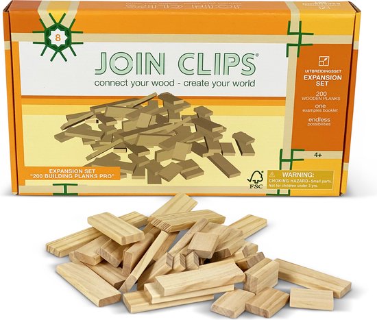 JOIN CLIPS Uitbreidingsset 200 Houten Bouwplankjes Pro | bol