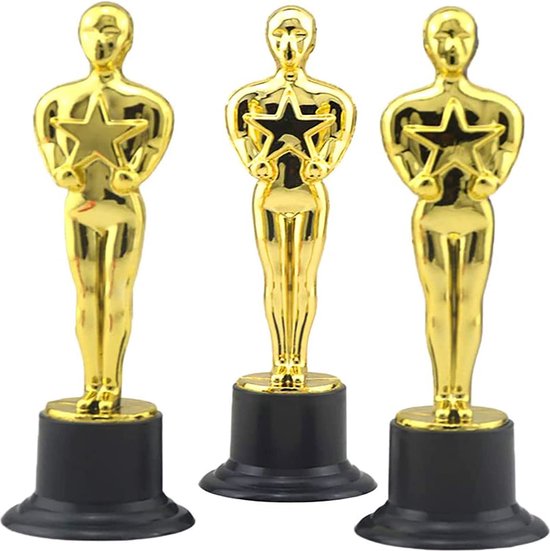 8x goudtrofeeën oscar figuur - plastic trofee goud voor prijsuitreiking ...