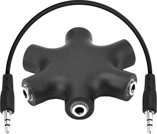 5-poorts 3,5mm Jack stereo audio splitter / zwart - 0,15 meter | bol