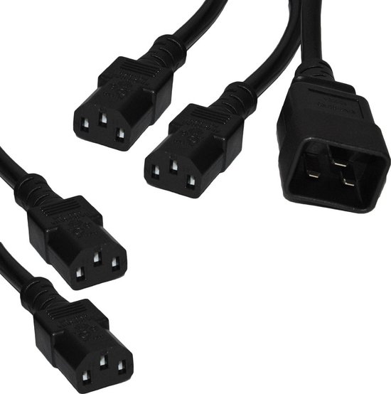 C20 naar 4x C13 apparaat Y-snoer - 3x 1,00mm / zwart - 3 meter | bol.com