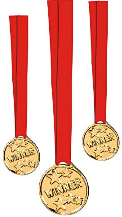 Stylex Metalen Medailles Winner 6 Stuks Goud/Rood | bol