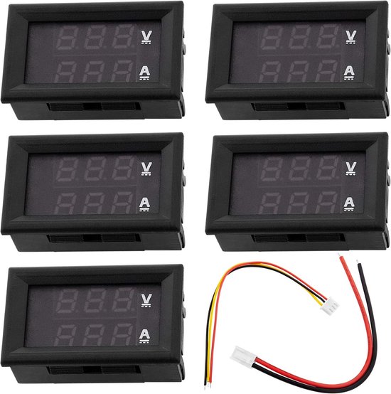 AZDelivery 5 x Voltmeter Ampèremeter Module DSN-VC288 met LED-Display ...