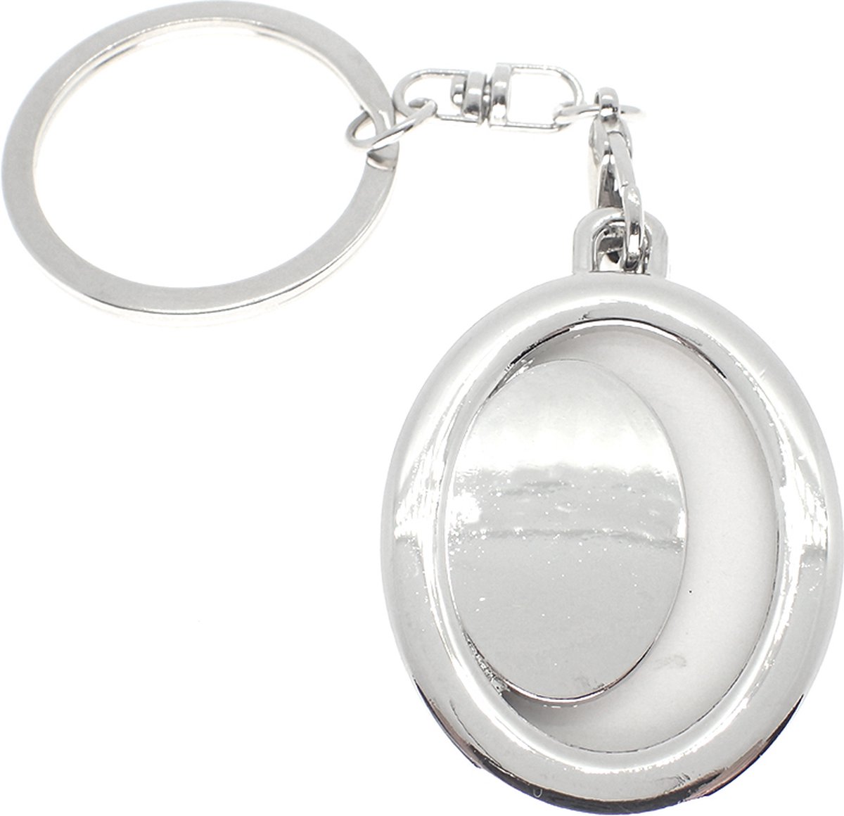 Sleutelhanger met Fotolijstje - Ovaal - metaal - voeg zelf een foto toe ...