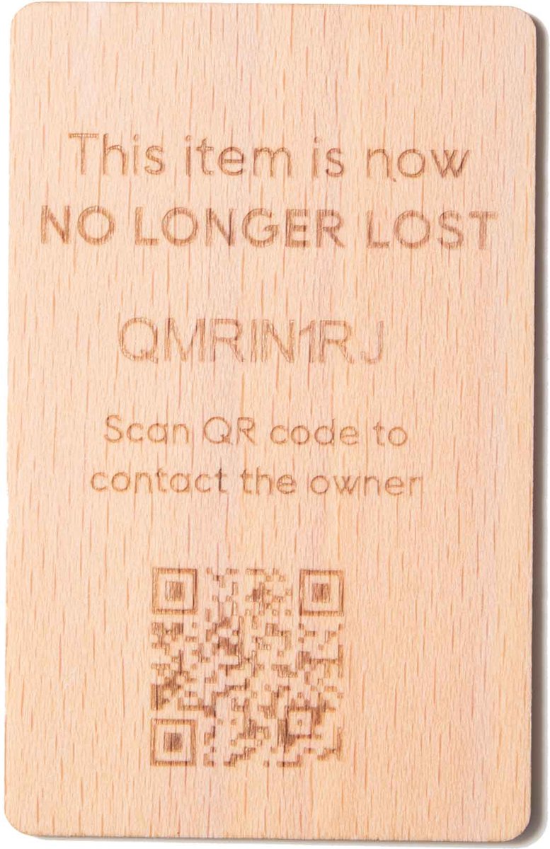 Smart Wallet Card (x2) - Licht Hout - NoLongerLost - QR code - tracking ...