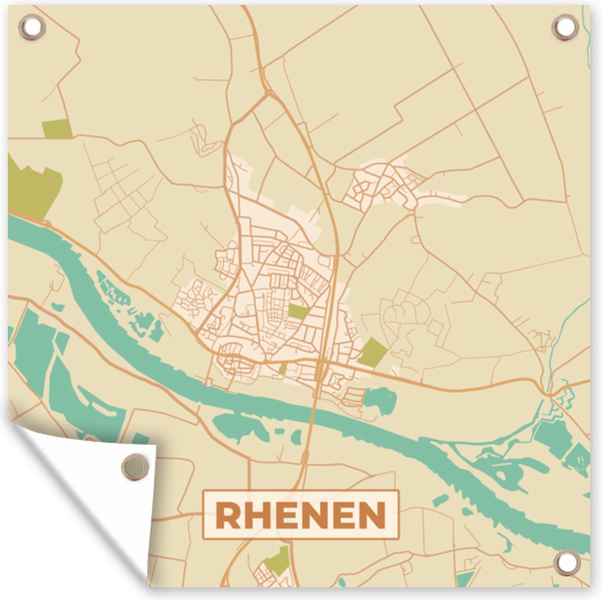 Tuin poster Kaart - Rhenen - Plattegrond - Stadskaart - 200x200 cm ...