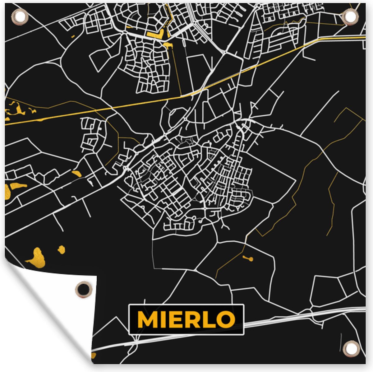 Tuindoek Mierlo - Plattegrond - Stadskaart - Black & gold - Kaart ...