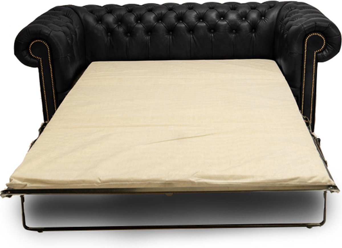 Chesterfield Slaapbank First Class leer | 3-zits | Mat Zwart | 2 tot 4 ...