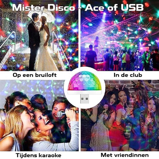 (1 stuk) Discobal Mini LED Lamp - Feestverlichting - Muziek gestuurd ...