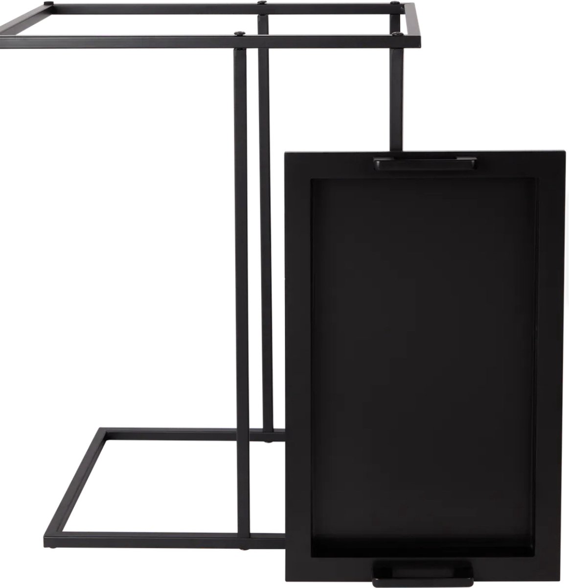 Bijzettafel met dienblad - hout/metaal - dienblad - zwart - met ...