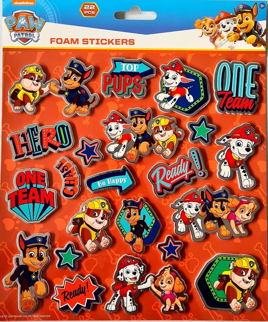 Foam Stickers "Paw Patrol One Team" +/- 22 Stickers | bol.com
