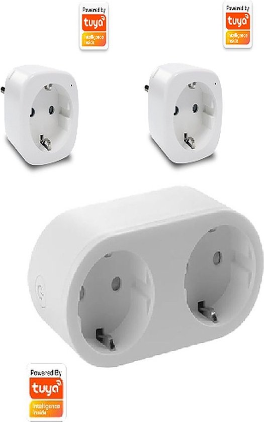 Denver - Slimme Stekkers- 2 enkele & 1 Dubbel - Werkt met TUYA - Wifi ...