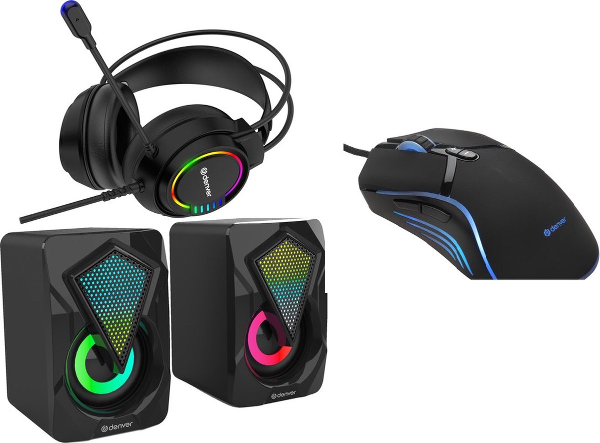Denver - Gaming Bundel - Headphone Koptelefoon met microfoon + Muis ...