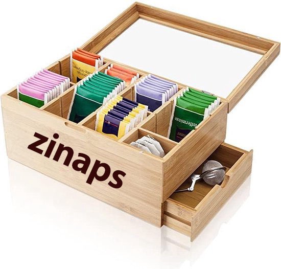 Theedoos - Zinaps Deluxe bamboe theedoos, decoratieve houten theedoos ...