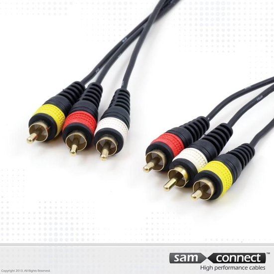 Composiet video/audio kabel, 1m, m/m | Signaalkabel | sam connect kabel ...