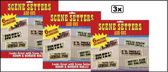 3x Scene setter Western signs - Wand decoratie thema feest cowboy wilde ...