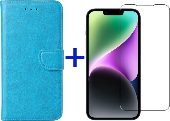 iPhone 14 hoesje bookcase met pasjeshouder + screenprotector voor ...
