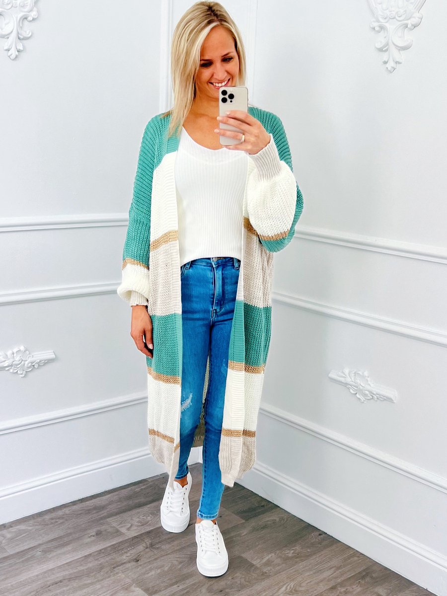 Gebreid Maxi Vest Lurex Mint Groen | bol.com