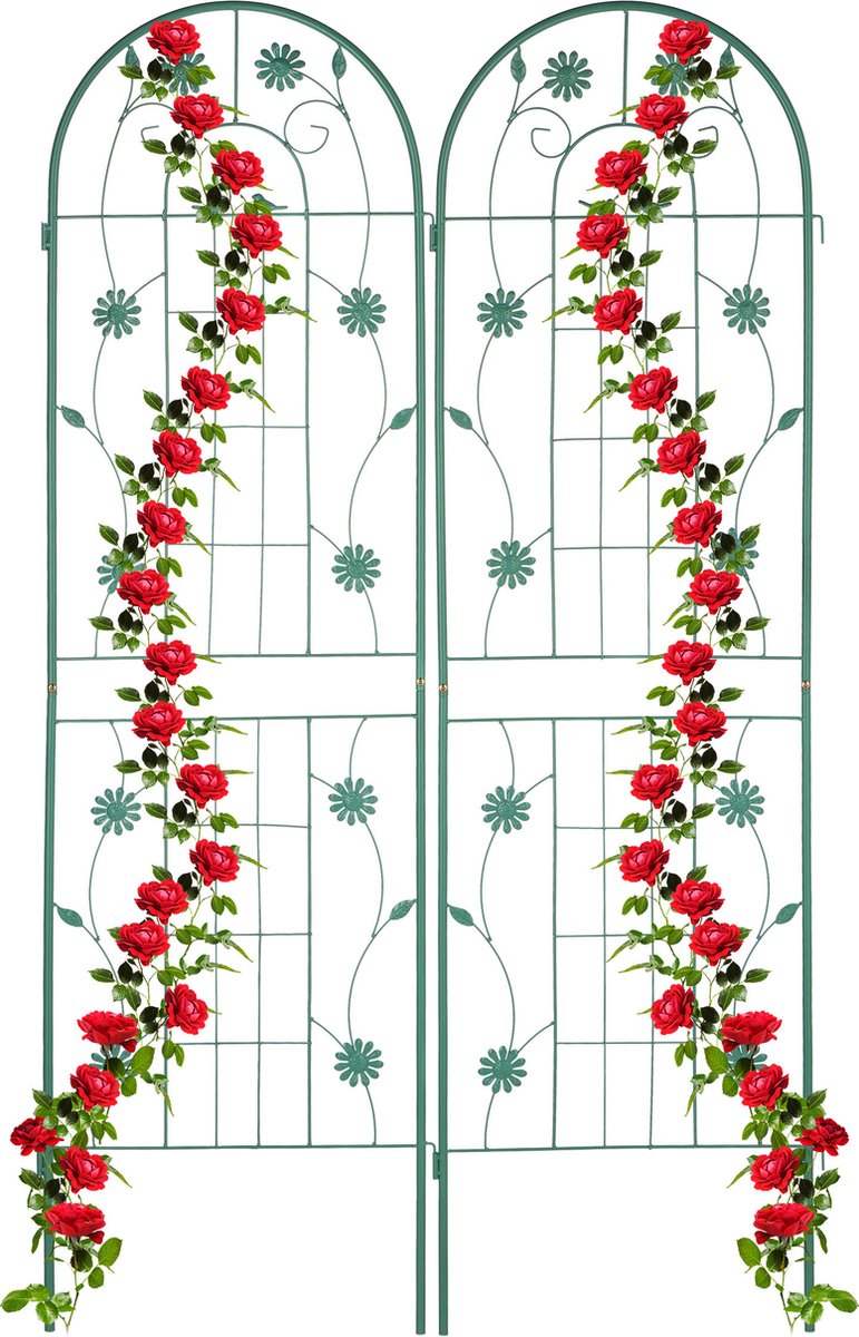 Relaxdays plantenklimrek - set van 2 - plantensteun - trellis - 180x50 ...
