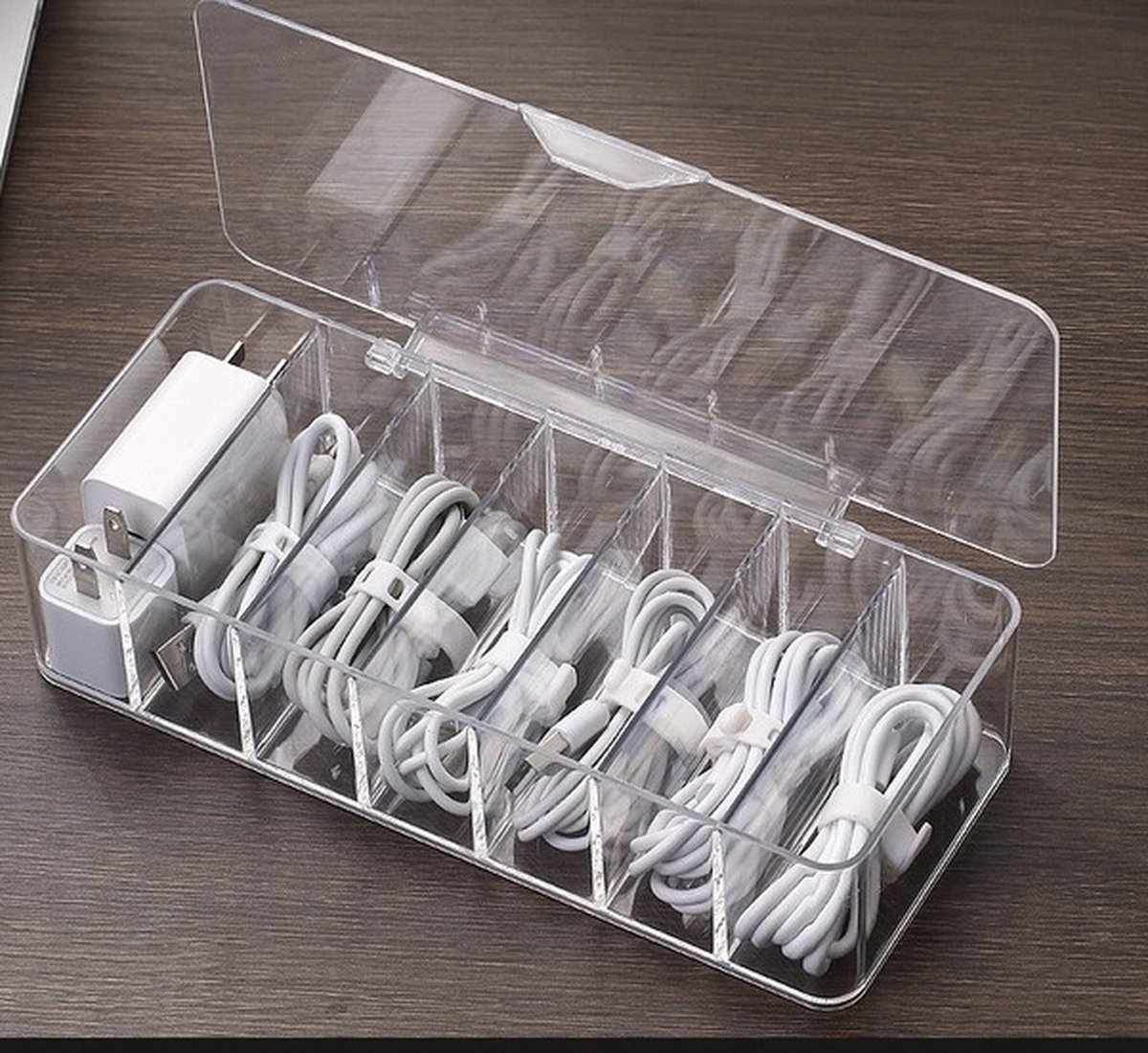 Kabel Organiser - Organizer - Met Deksel - Transparant - 7 vakken | bol.com