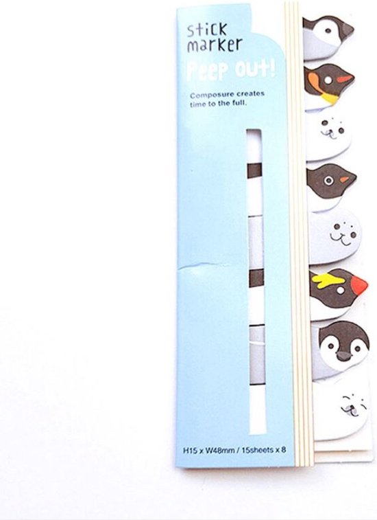 sticker marker Zeedieren memo blaadjes pagina marker boekenlegger ...