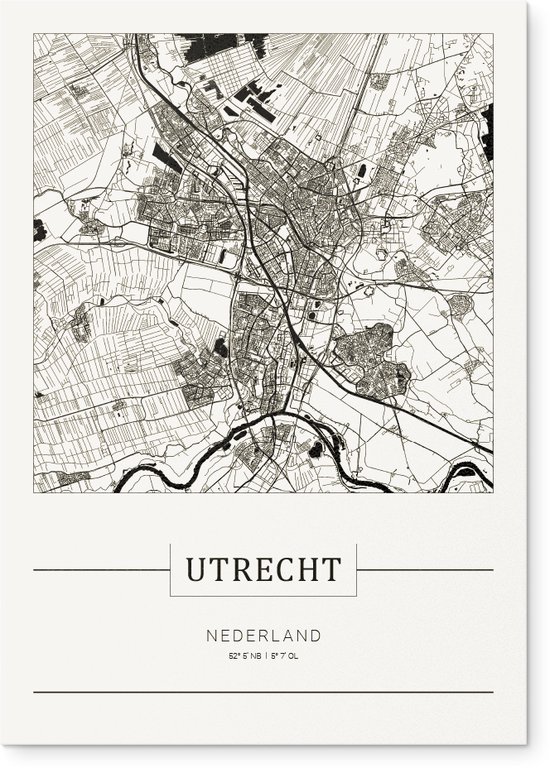Stadskaart Utrecht - Plattegrond Utrecht – city map – Dibond ...