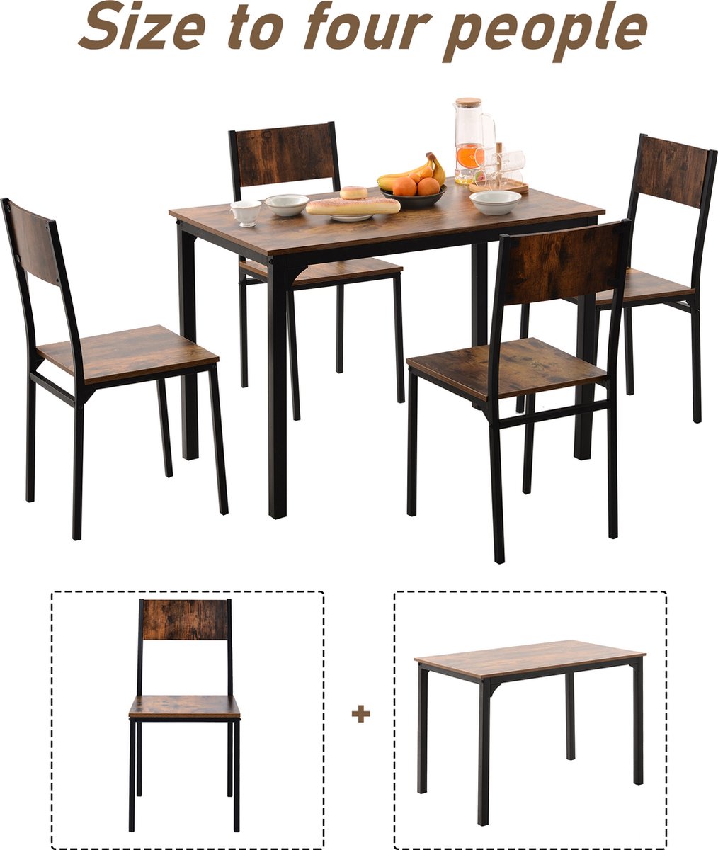 5-delige moderne rechthoekige eettafel set-voor thuis keuken ontbijt ...