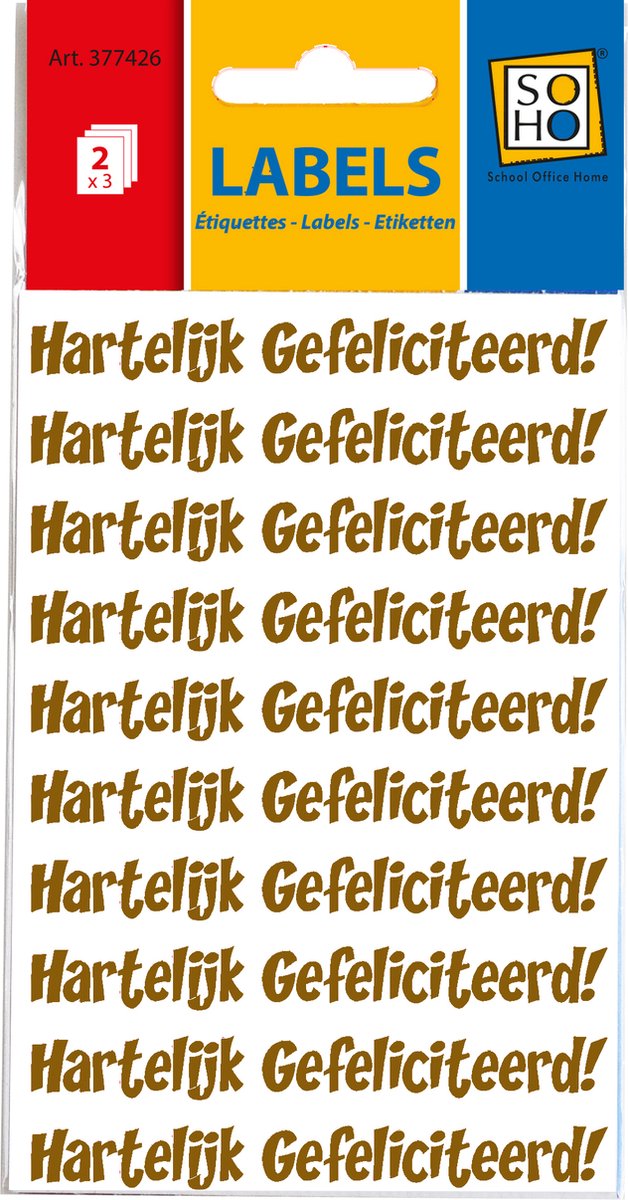 Peel off stickers - Hartelijk Gefeliciteerd - Goud - 50 stuks | bol.com