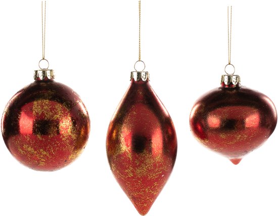 Viv! Christmas Kerstbal - Rood goud - set van 3 - glas - 8cm | bol.com