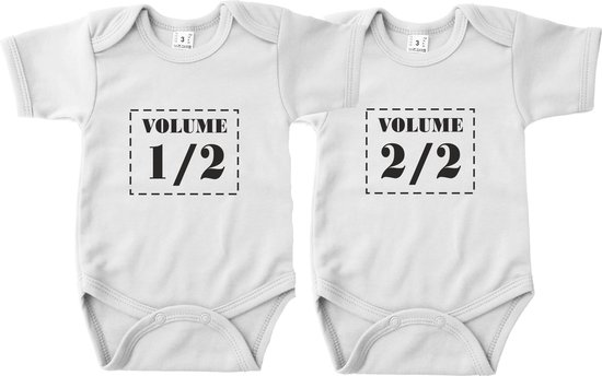 Tweeling Cadeau - Volume 1/2 Volume 2/2 - Romper Wit - Maat 68 ...