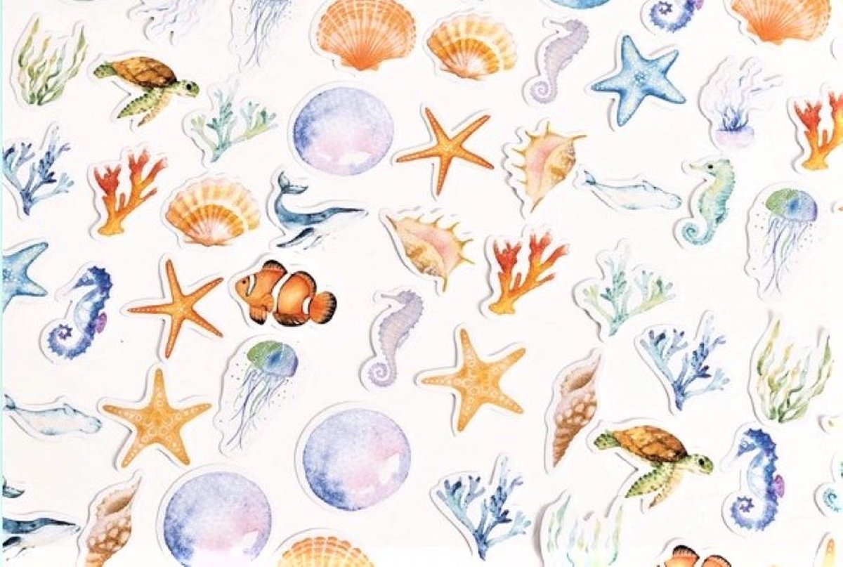 Set met 46 stickers - De Zee - Sticker Sea - Strand - Beach ...
