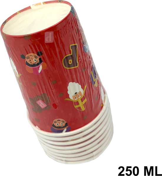 64x Sinterklaas Drinkbekers - Wegwerp bekers karton 'Sint en Piet' 250ml (64 stuks) | bol