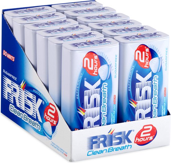 Frisk Clean Breath Peppermint 2H 50pcs 12 tins | bol
