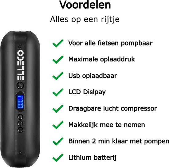 Elleco® Elektrische Fietspomp -Fietspomp - Compressor - Elektrische ...