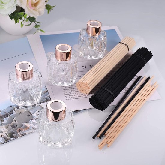 4 Pack Riet Diffuser Flessen Leeg met Diffuser Rieten Sticks (50 Stks ...