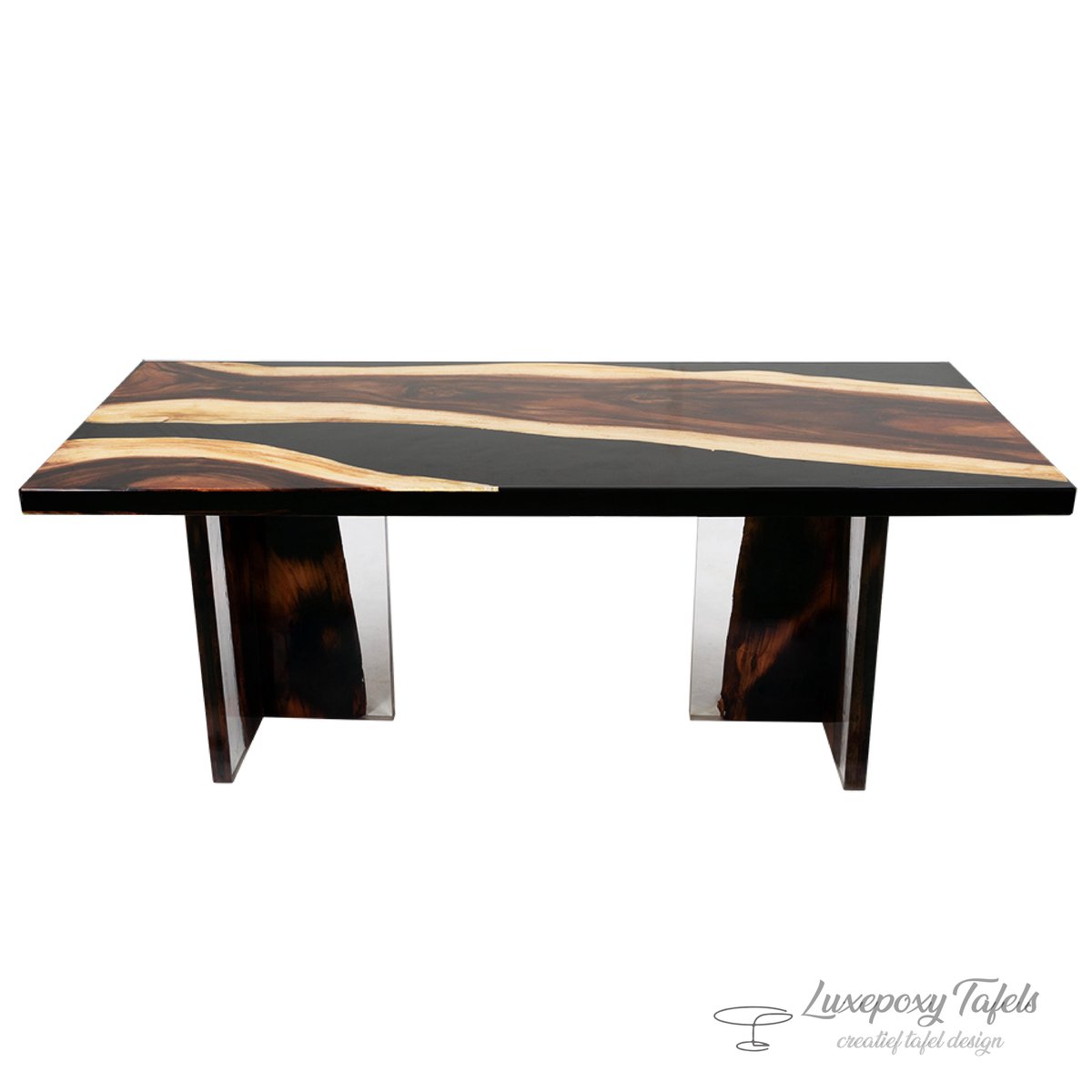 Epoxy Tafel - Walnoot - Zwart | bol.com