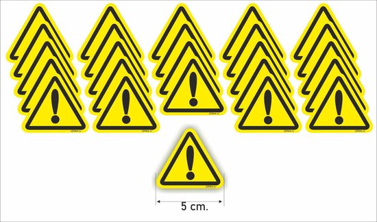 Gevaar Pas op uitroep teken 5cm set 25 stickers | bol