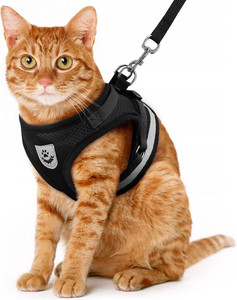 Kattentuigje, borstharnas voor de kat - zwart - maat L | bol