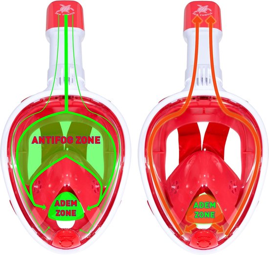 Sea Turtle Full Face Mask - Snorkelmasker - Volwassenen - Wit/Coral - L ...
