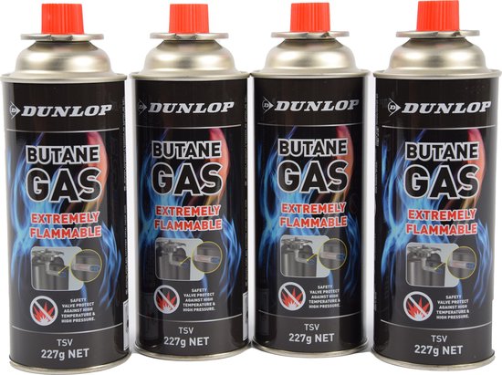 4x Dunlop Butaan gasflessen navulling butaan gas bussen voor ...