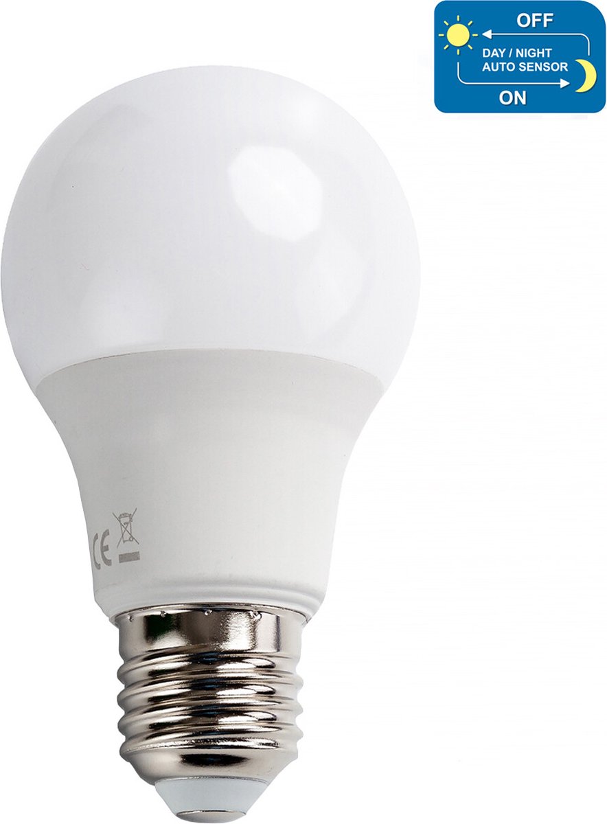 LED Lamp - Dag en Nacht Sensor - Igory Lido - A60 - E27 Fitting - 8W - Helder/Koud Wit... | bol.com