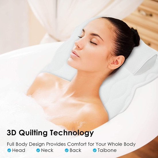 Badmat | Bad Kussen | Bad Matras | Zuignappen | Zacht | Wit | Antislip ...